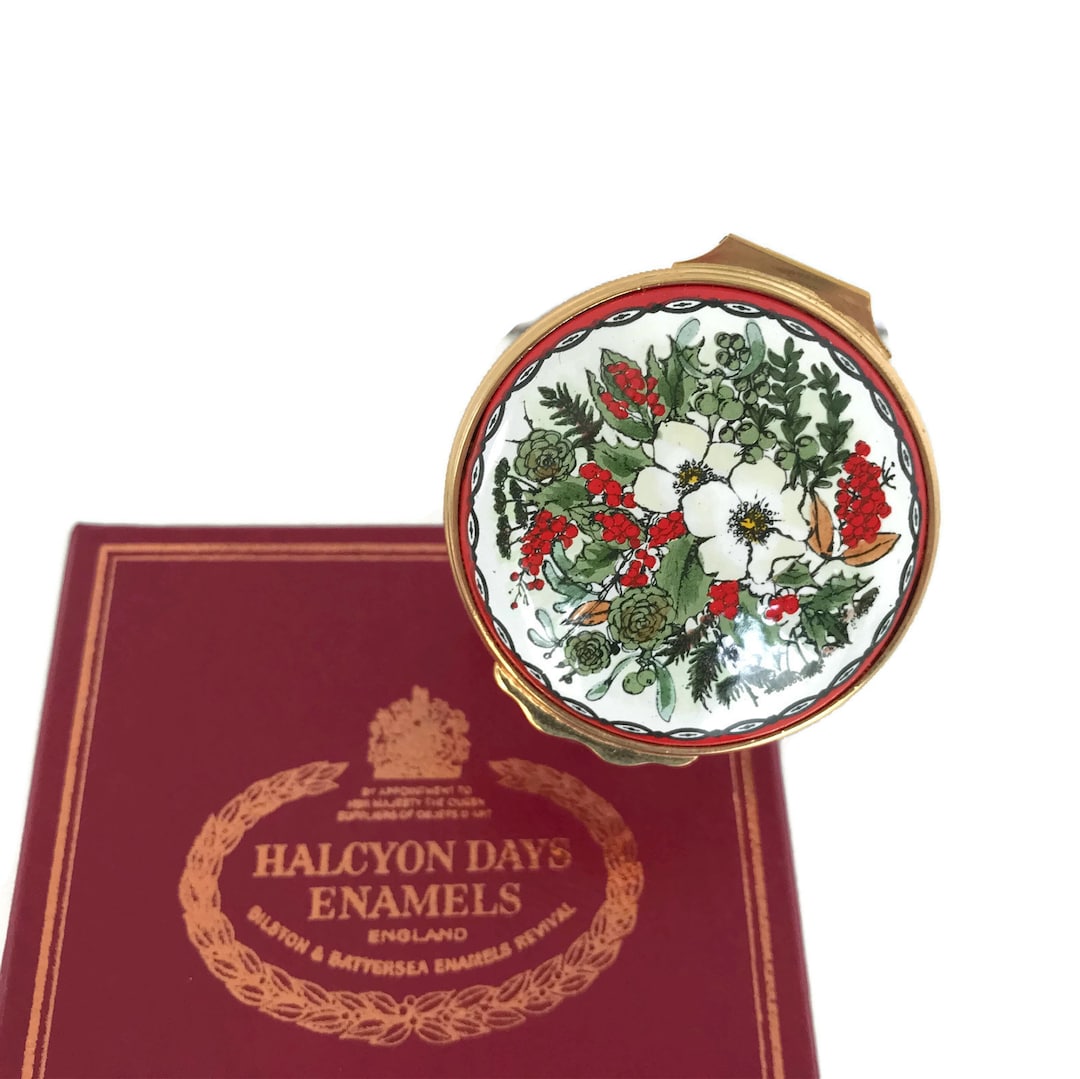 Vintage Halcyon Days Enamels Dated Trinket Box Christmas Box - Etsy