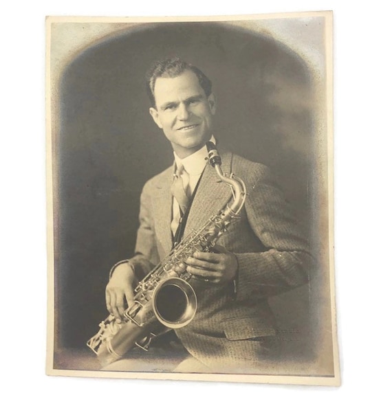 Vintage 40s 50s Photo Saxophone Player Black and White | Etsy