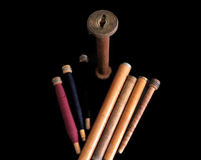 Vintage Wooden Bobbins Spools, Industrial, Antique Sewing Supplies ...