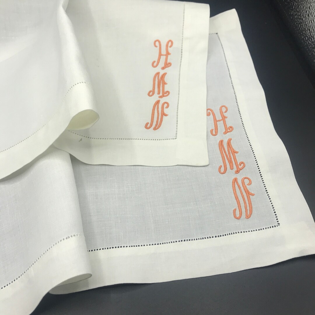 Vintage Monogrammed Linen Placemats Dresser Scarf HMN - Etsy