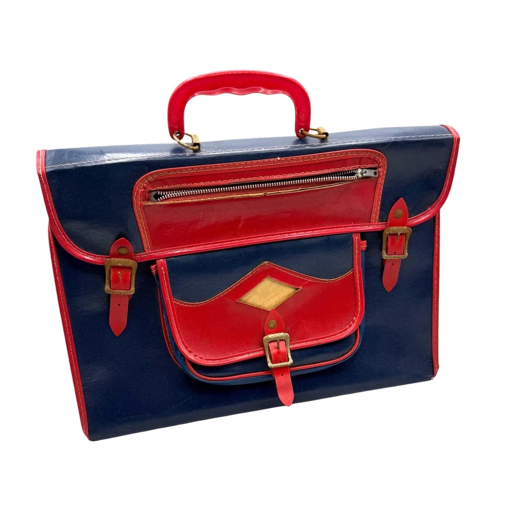 1950s School Book Bag, Red and Blue School Bag, 50s School Supplies ...