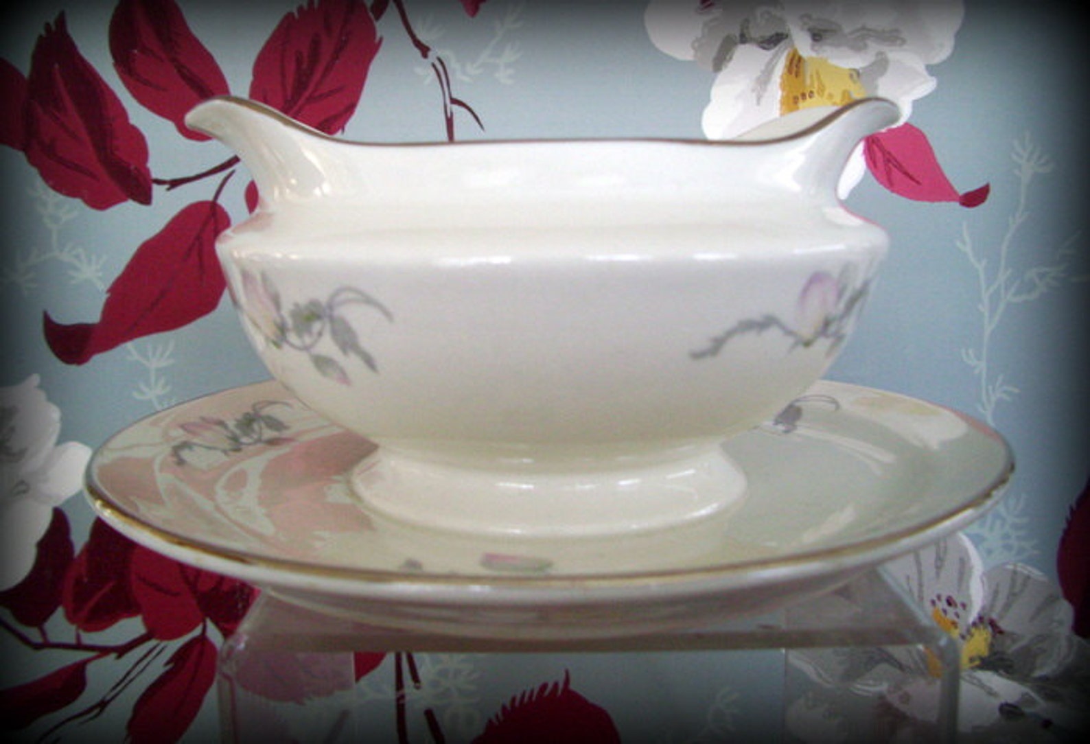 Vintage Warwick China Gravy Boat: Silver Moon Pattern, Floral Design - Etsy