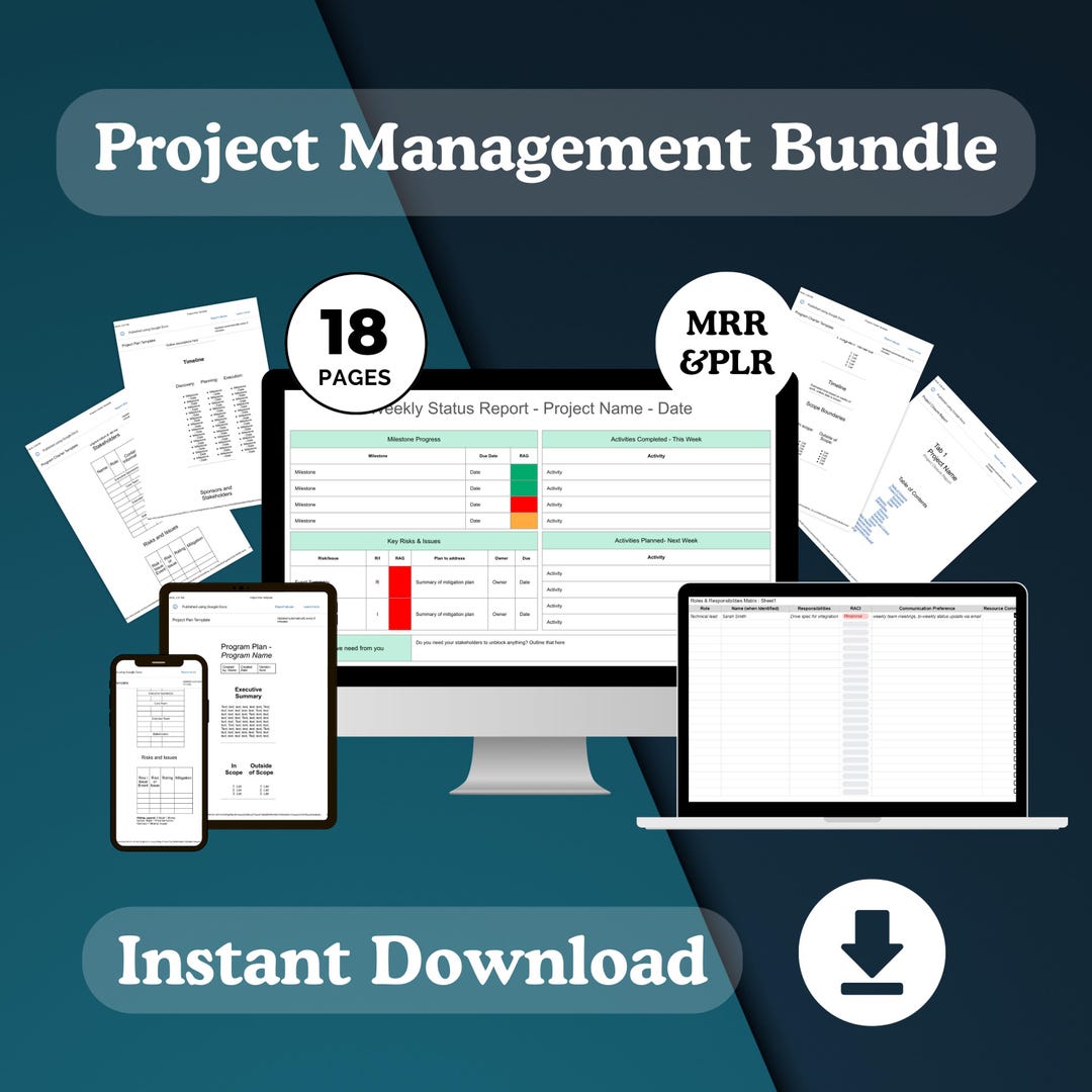 Project Management Bundle, Progress Report Templates, Project Planner ...