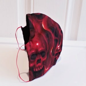 Face Mask Skulls Red With Filter and Nose Wire, Fabric Halloween Dust ...