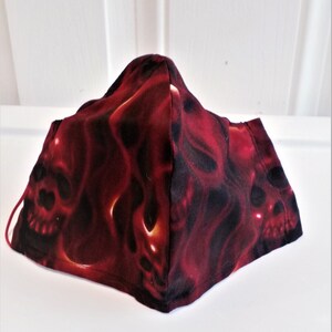 Face Mask Skulls Red With Filter and Nose Wire, Fabric Halloween Dust ...