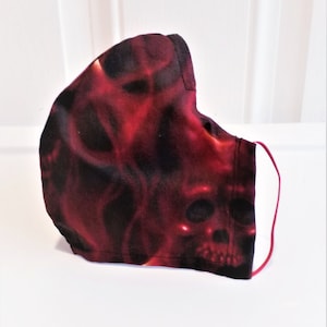 Face Mask Skulls Red With Filter and Nose Wire, Fabric Halloween Dust ...