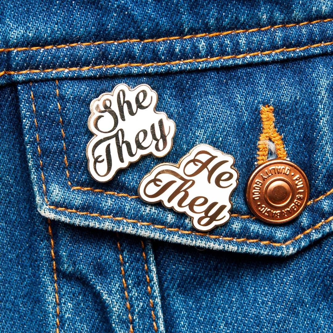 She They He They Pronoun Pin Set Hard Enamel Pins You're Welcome Club ...