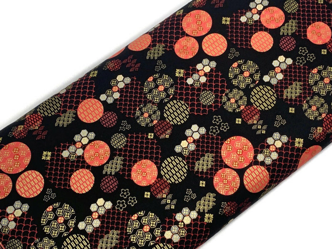 Kyoto Garden Medallions Fabric by the YARD. Red & Metallic Gold ...
