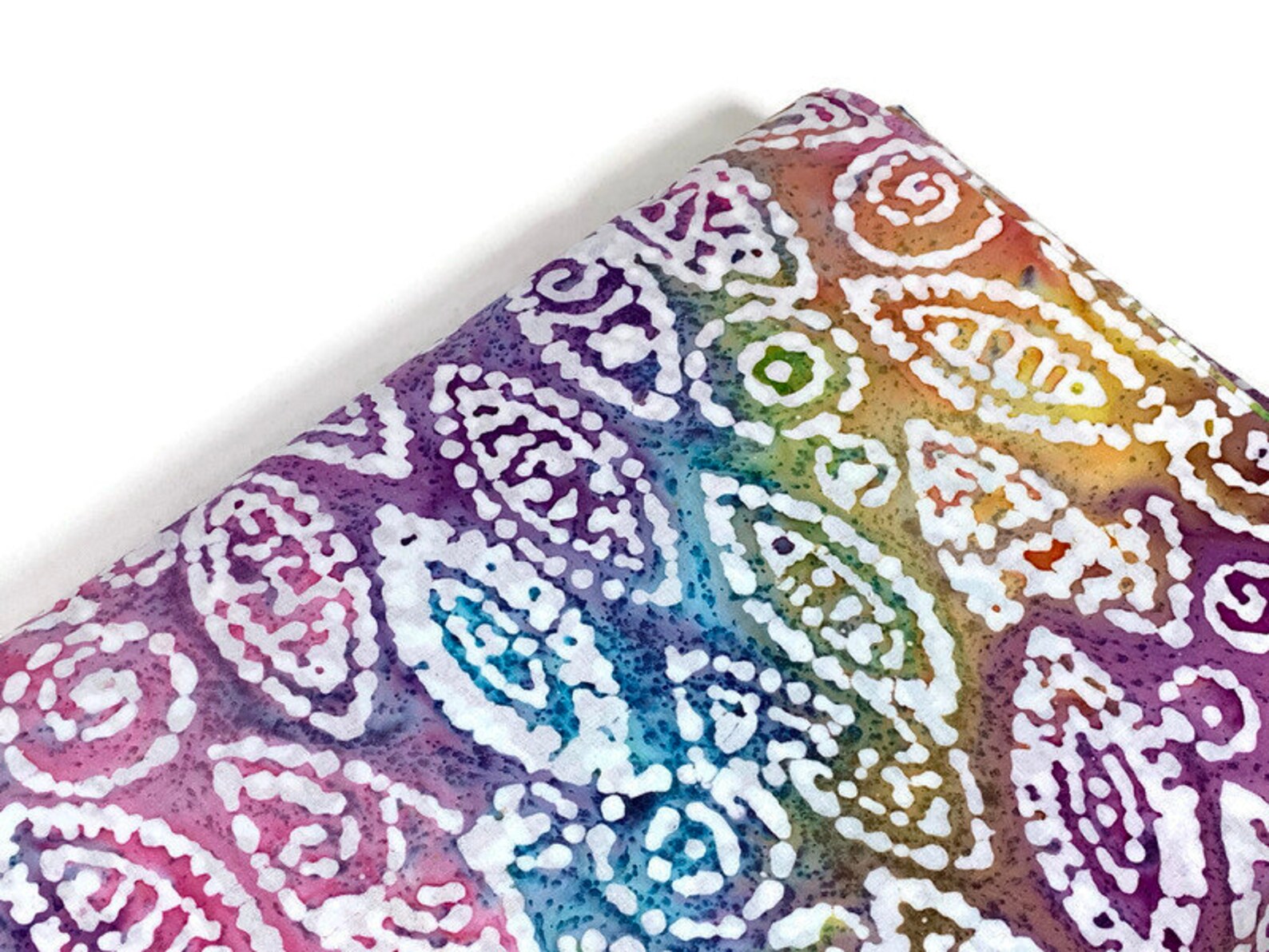 Hand Dyed Indian Batik Fabric in Rainbow Abstract Leaves 100% - Etsy