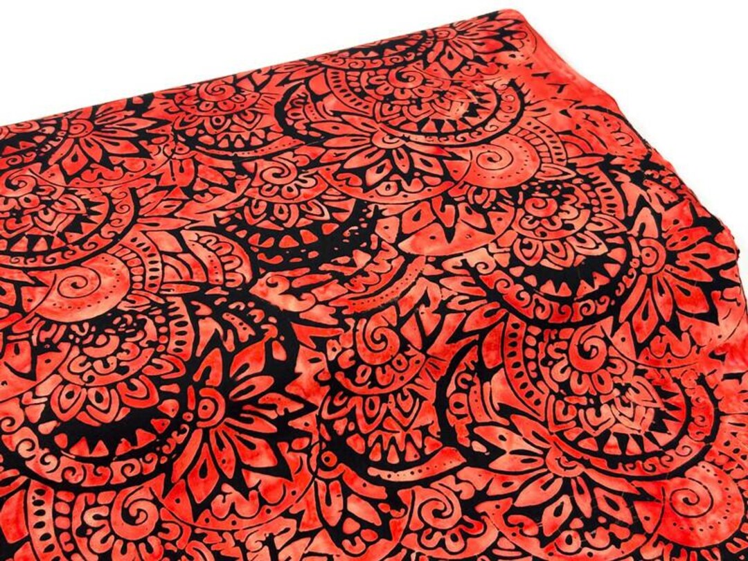 Chili Pepper Red Indonesian Batik Fabric by the YARD. Red and Black ...