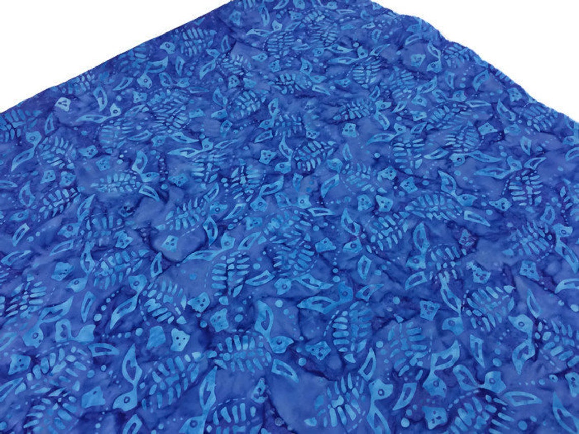 Blue Batik Turtle Fabric by the YARD. Sea Turtles on Royal - Etsy