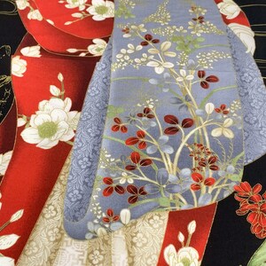 Kyoto Garden Geisha Fabric by the PANEL. 23.5"x44" Black,red,metallic ...