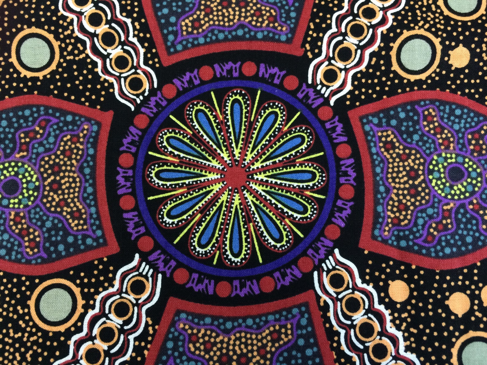 Australian Aboriginal Print Fabric--stella Black--aboriginal Design ...