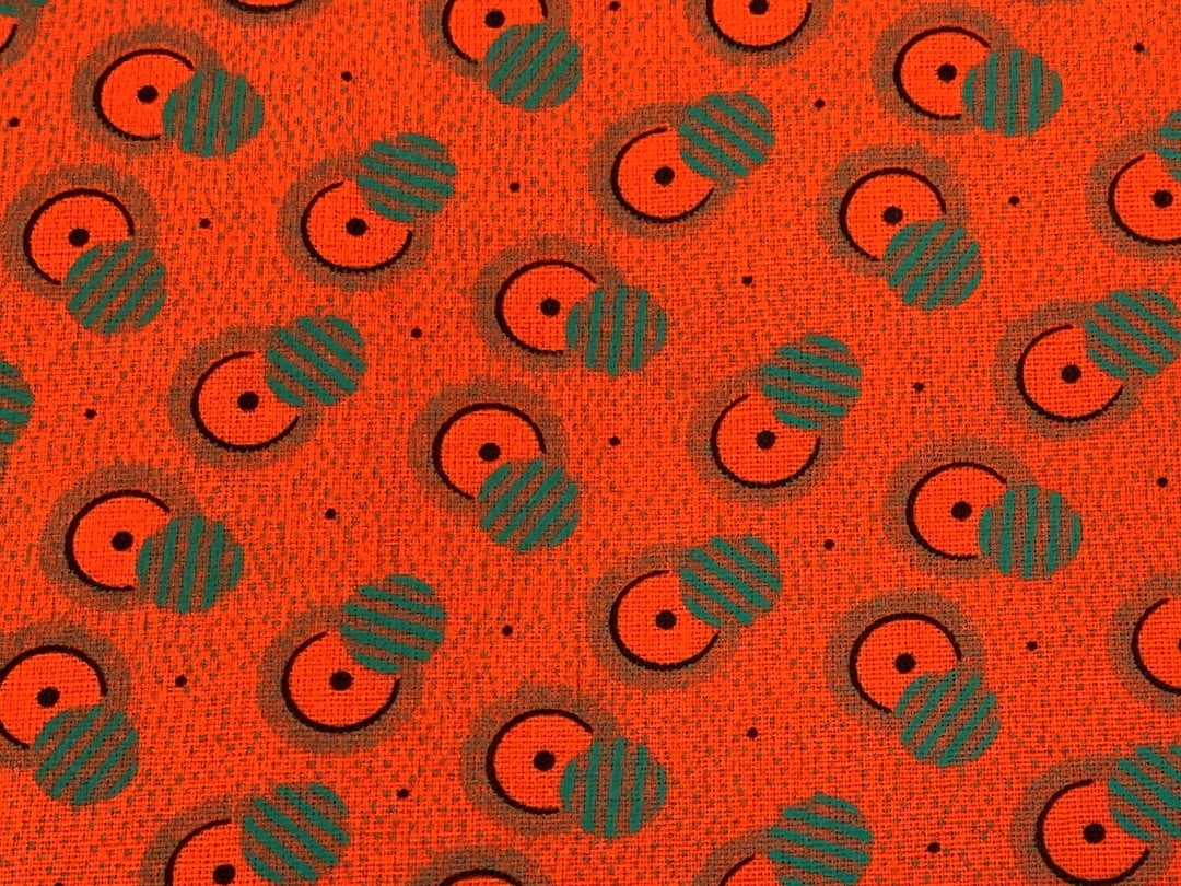 Orange South African Shweshwe Fabric by the YARD. Dagama 3 Cats Orange ...
