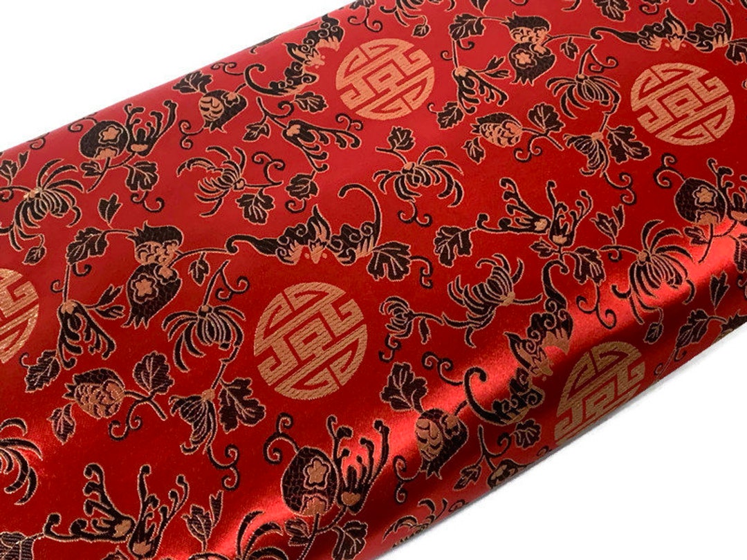 Chinese Brocade Embroidered Fabric by the YARD. Asian Style Satin Woven ...