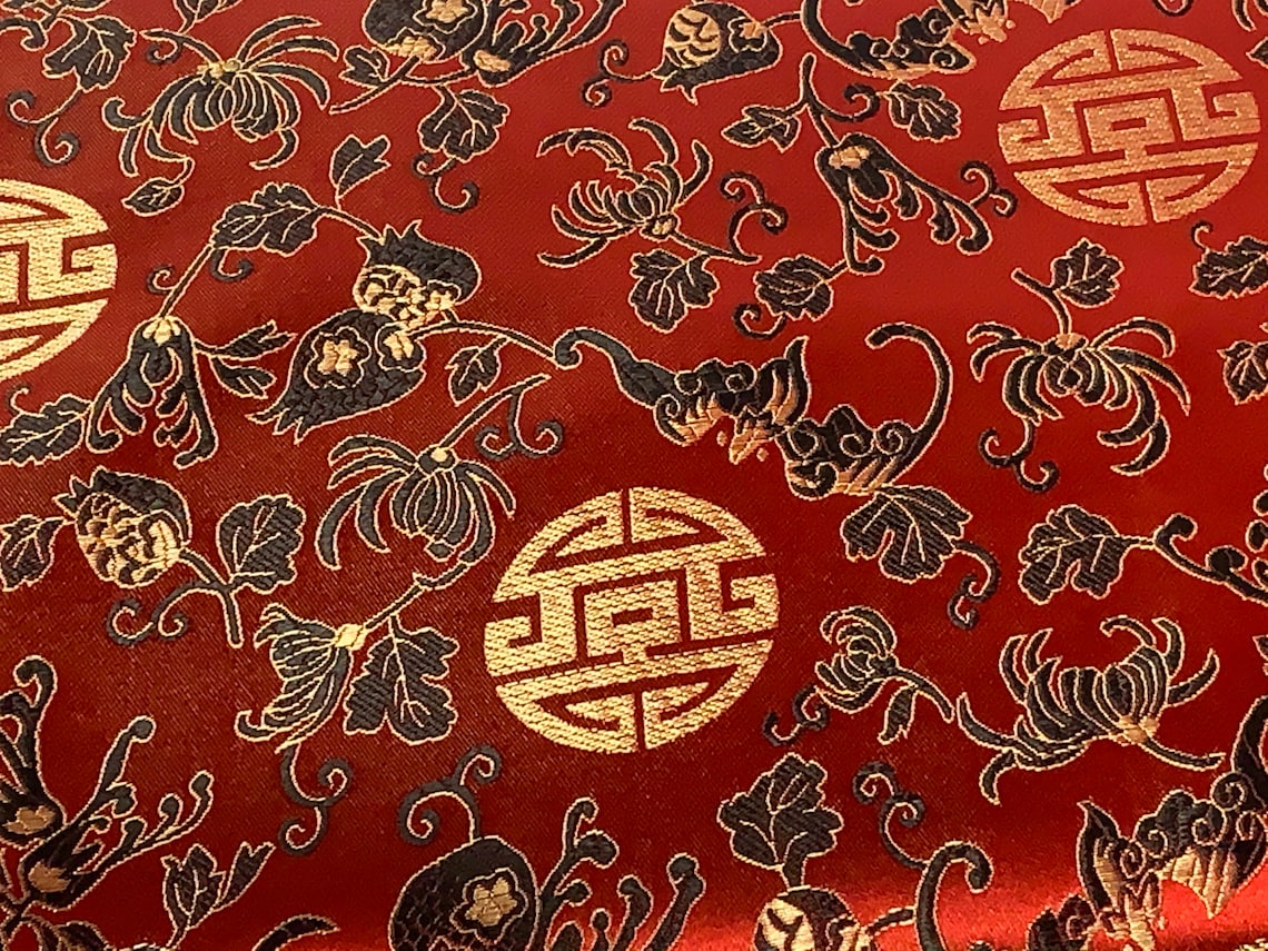 Chinese Brocade Embroidered Fabric by the YARD. Asian Style - Etsy