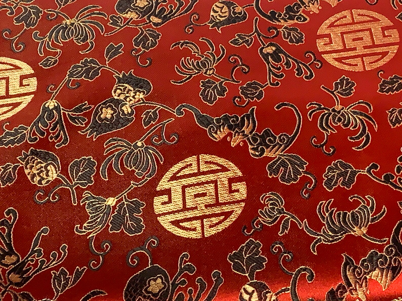 Chinese Brocade Embroidered Fabric by the YARD. Asian Style Satin Woven ...
