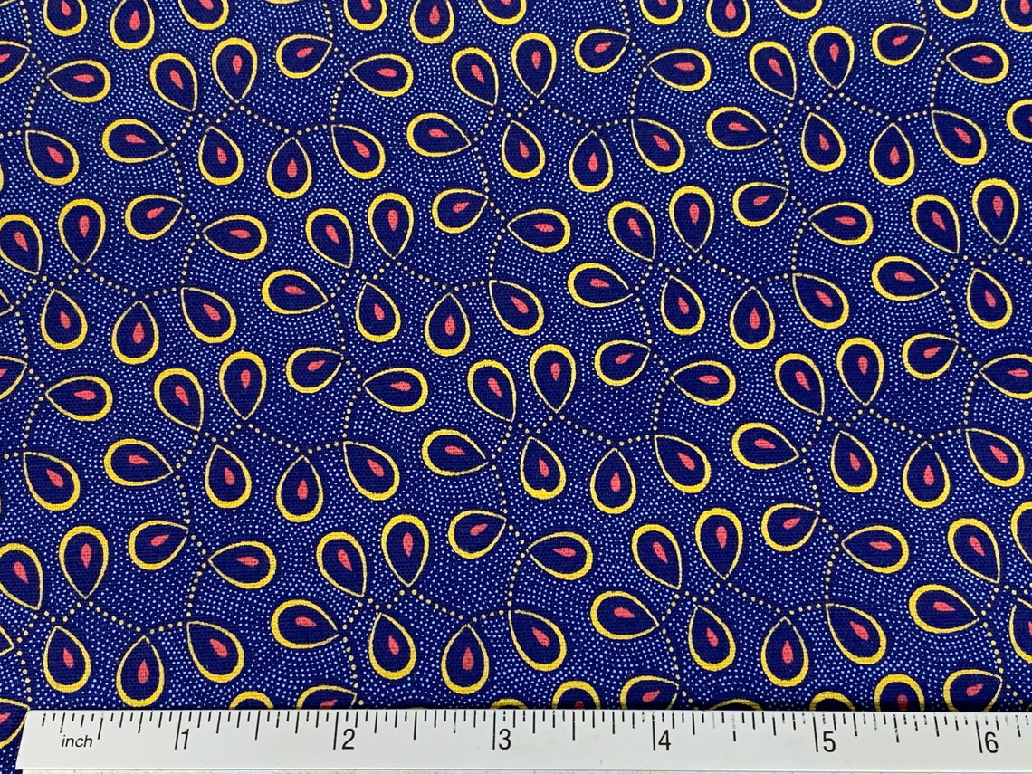 South African Shweshwe Fabric by the YARD. Dagama 3 Cats Royal Blue/red ...