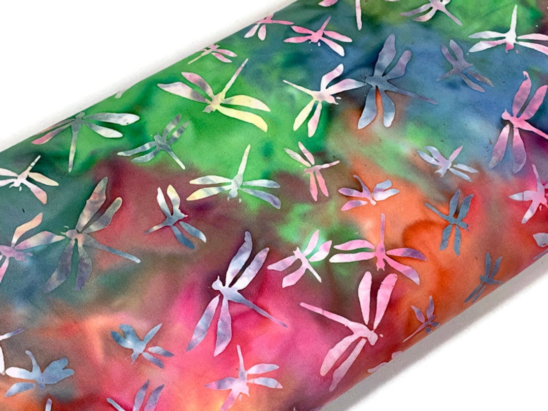 Hand Dyed Indonesian Dragonfly Batik Fabric by the YARD. Rainbow Batik ...