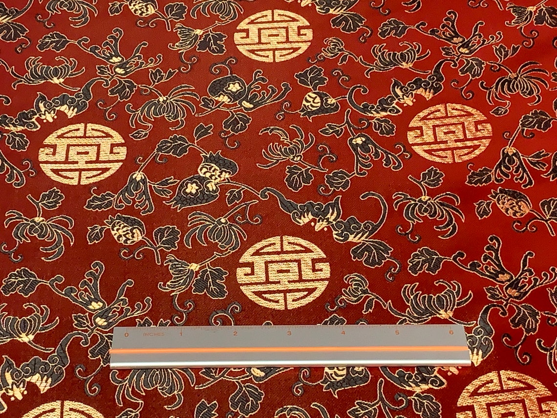 Chinese Brocade Embroidered Fabric by the YARD. Asian Style Satin Woven ...