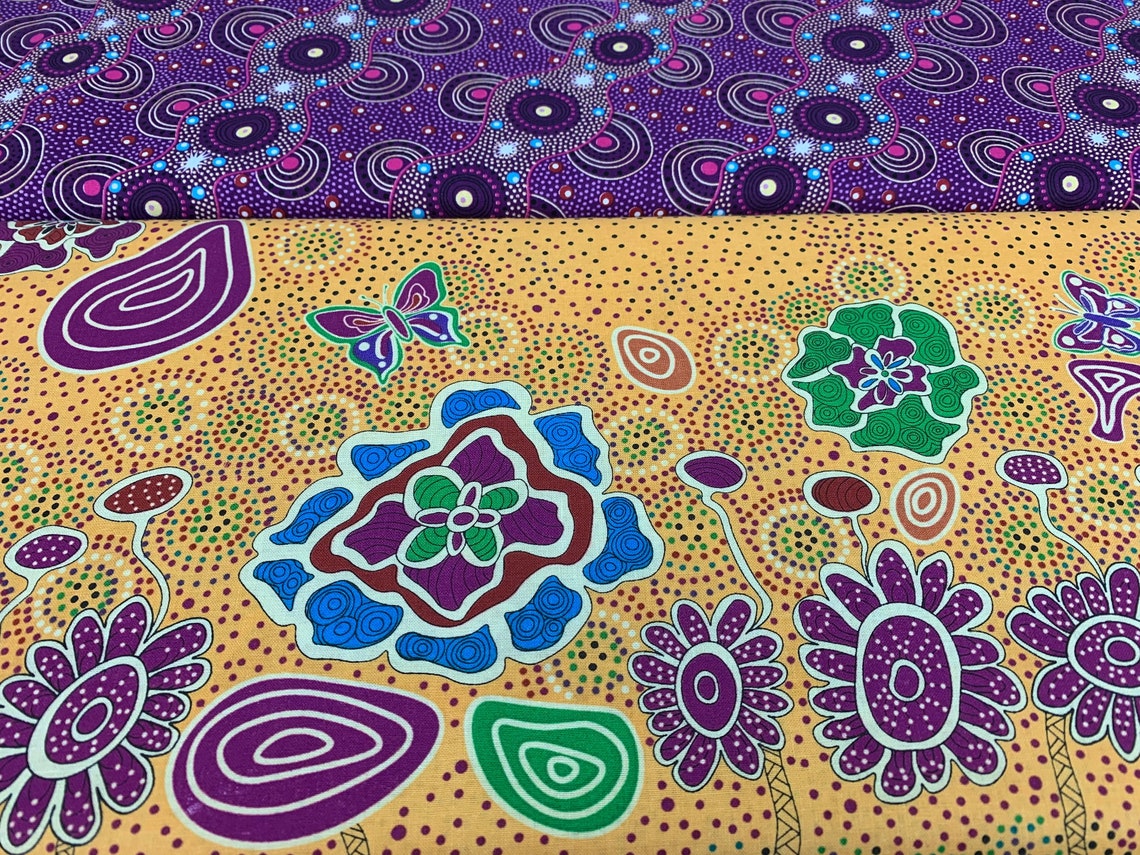 Australian Aboriginal Cotton Quilting Fabric by the YARD. M&S | Etsy