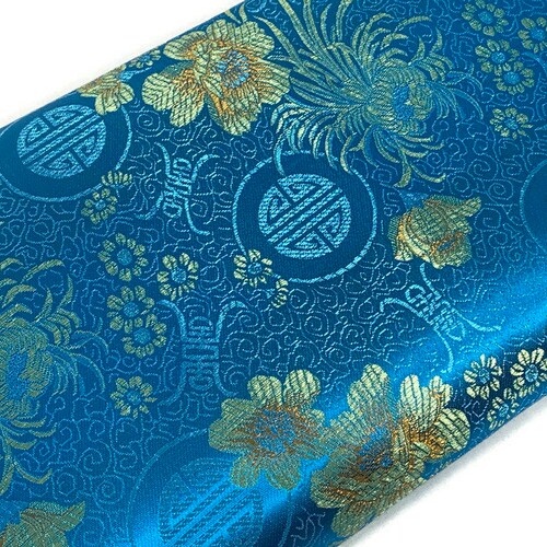 Kori Black Gold Plum Blossom Floral Brocade Chinese Satin Etsy