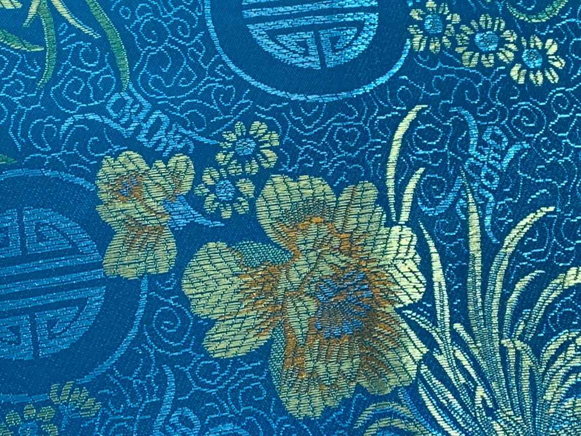 Chinese Brocade Embroidered Fabric by the YARD. Asian Style Satin Woven ...
