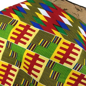 African KENTE Print Fabric--red, Green, Yellow, Royal Blue Kente Style ...
