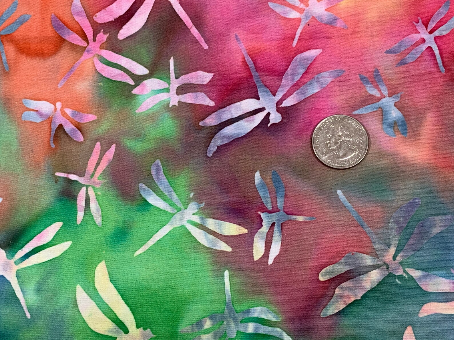 Hand Dyed Indonesian Dragonfly Batik Fabric by the YARD. Rainbow Batik ...