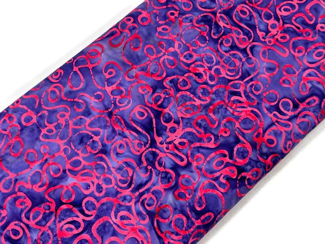 Purple & Magenta Indonesian Batik Fabric by the YARD. Wild Scribble N ...