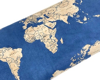 World Map Fabric - Etsy