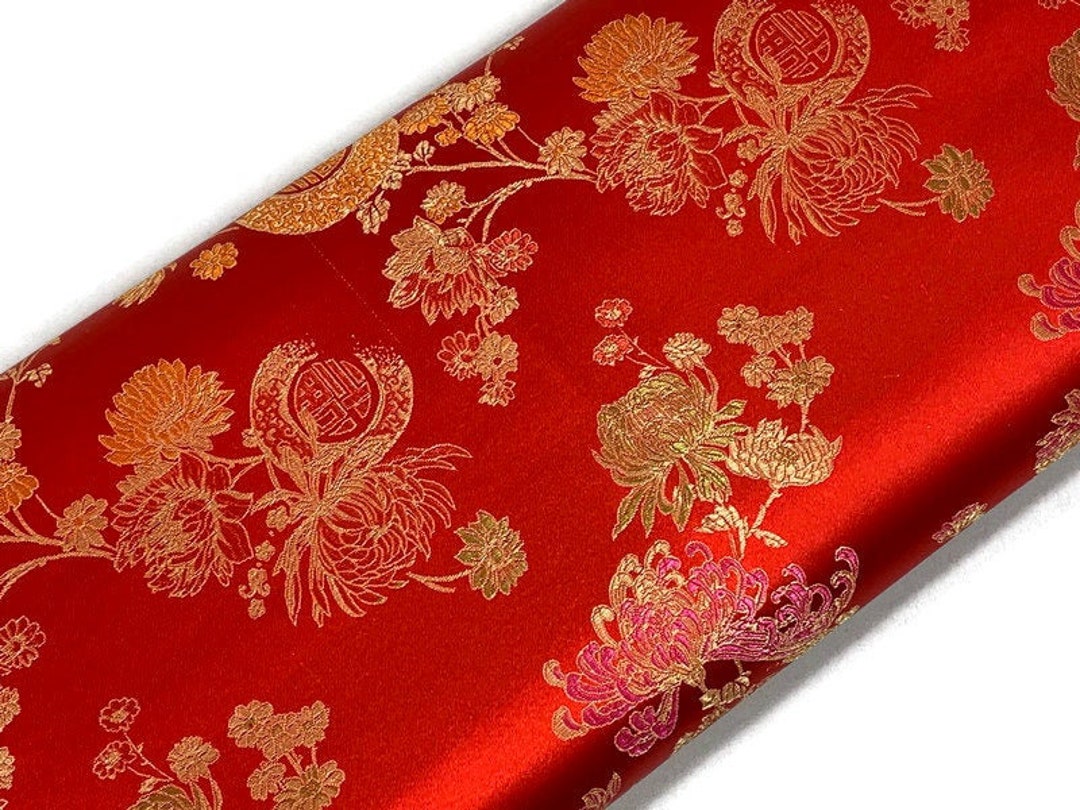 Chinese Brocade Embroidered Fabric by the YARD. Asian Style - Etsy