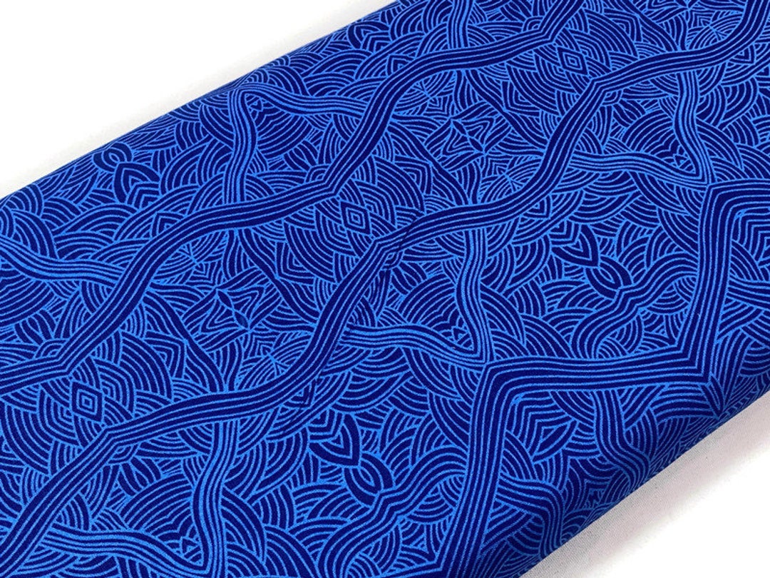 Australian Aboriginal Cotton Fabric by Nambooka, Blue Quilting Apparel ...