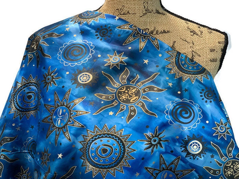 Royal Blue & Metallic Gold Sun Moon Stars Celestial Print - Etsy