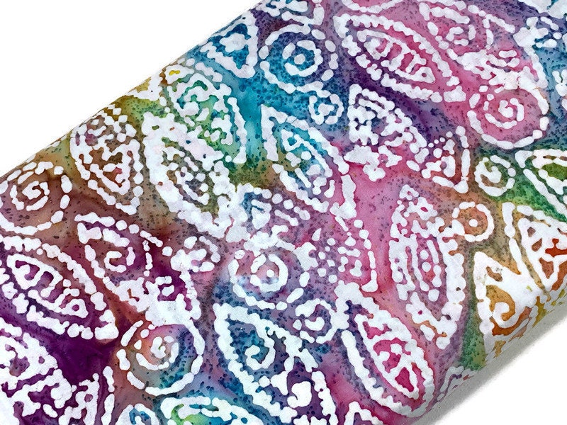 Hand Dyed Indian Batik Fabric in Rainbow Abstract Leaves 100% | Etsy