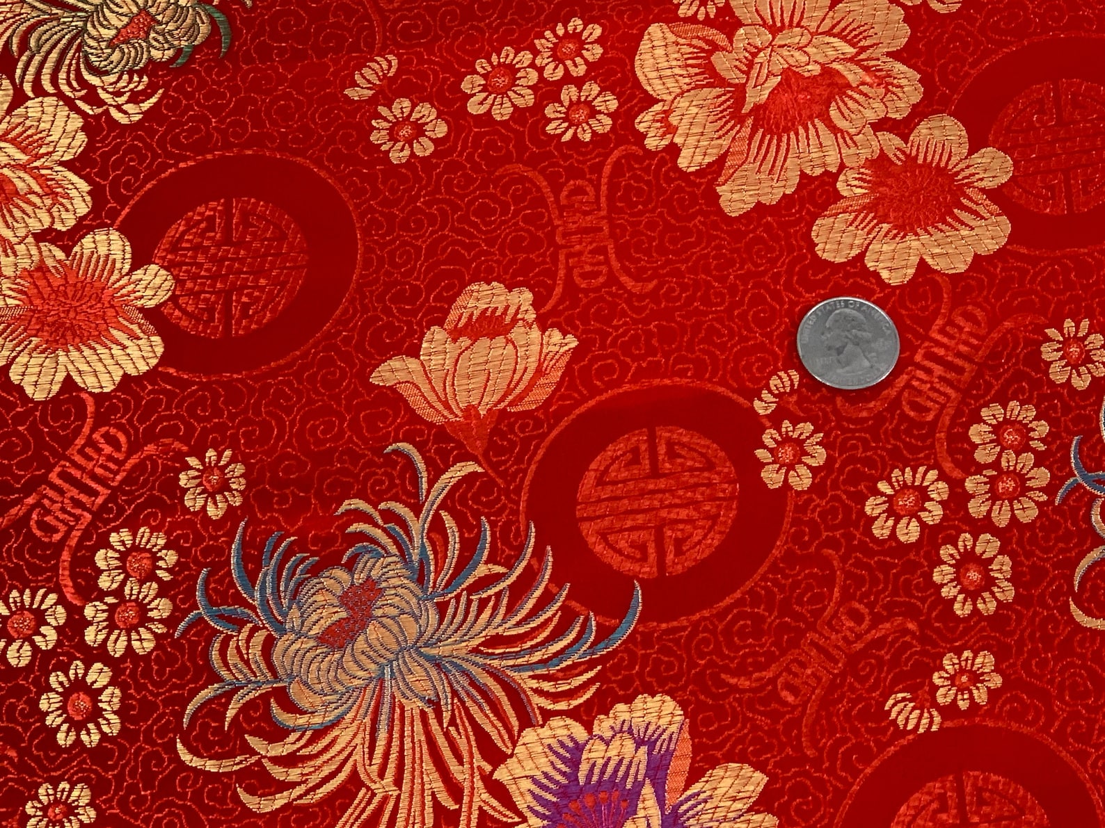 Chinese Brocade Embroidered Fabric by the YARD. Asian Style | Etsy