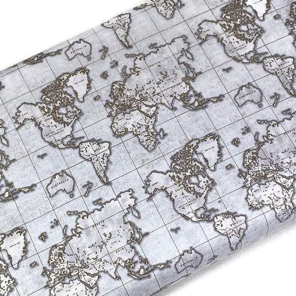 World Map Fabric - Etsy