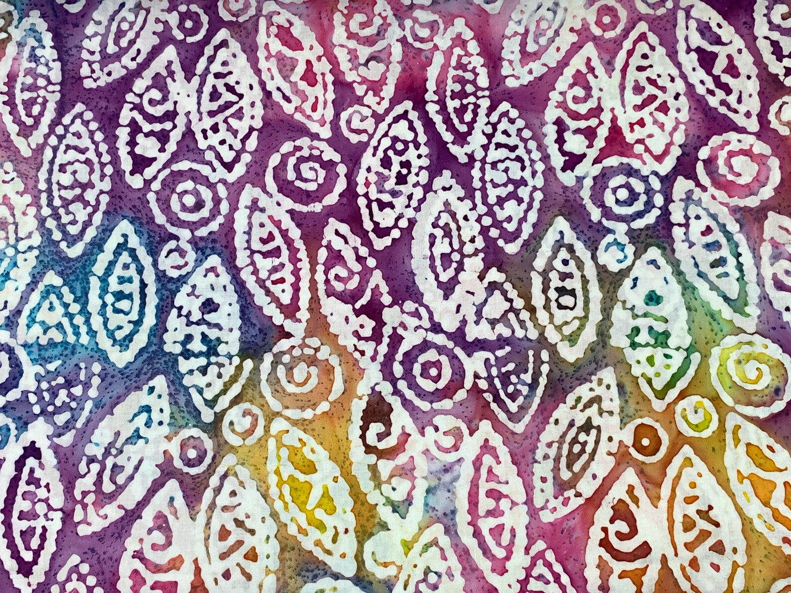 Hand Dyed Indian Batik Fabric in Rainbow Abstract Leaves 100% - Etsy