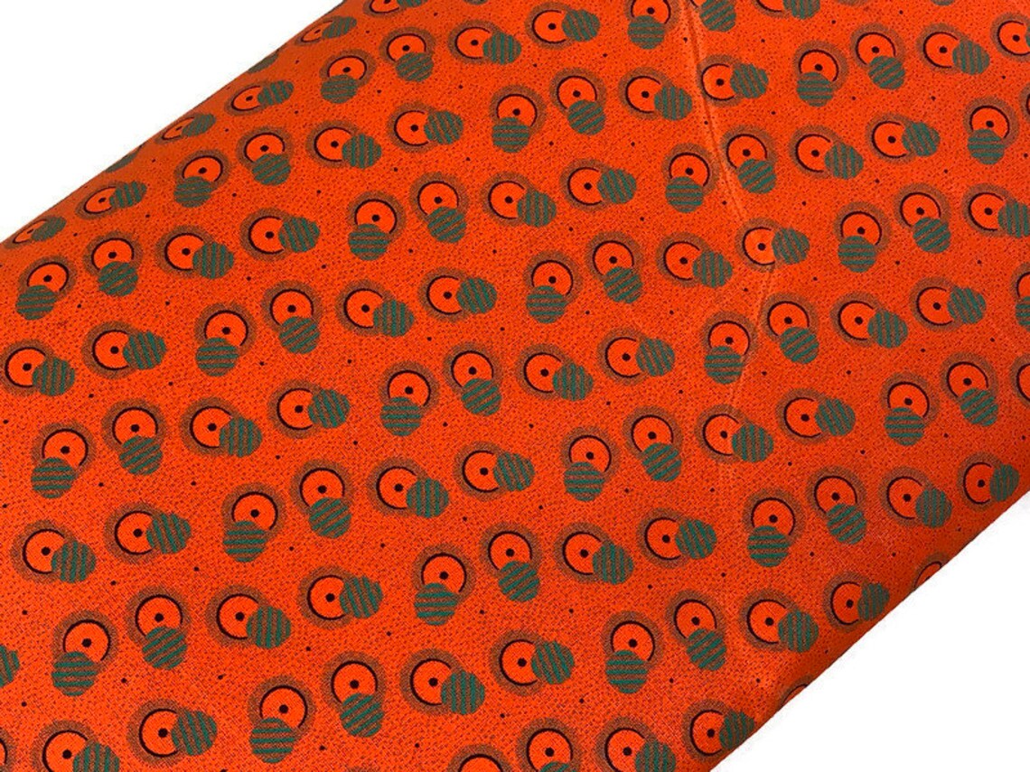 Orange South African Shweshwe Fabric by the YARD. Dagama 3 Cats Orange ...