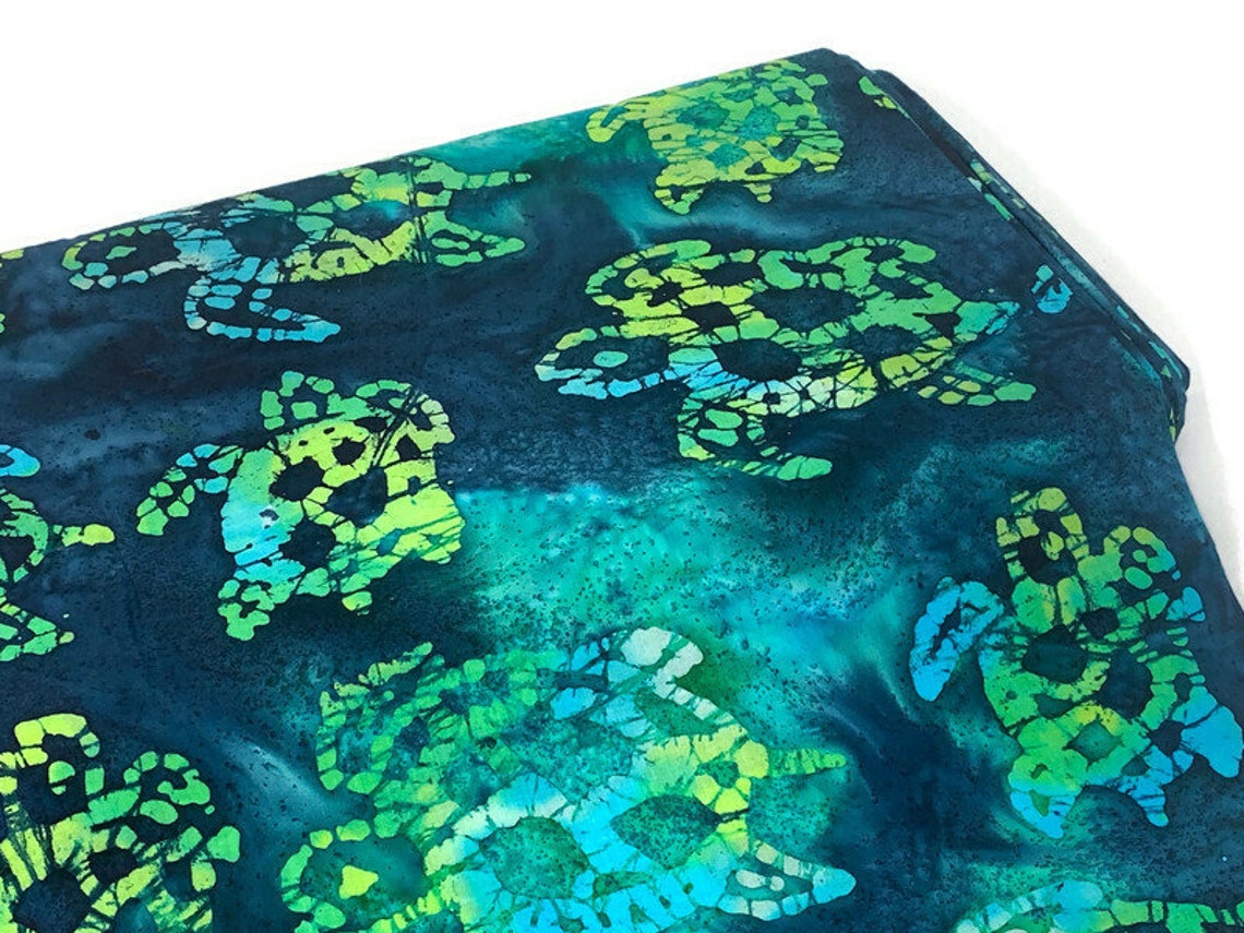 Hand Dyed Indian Batik Fabric by the YARD with Green & Yellow | Etsy