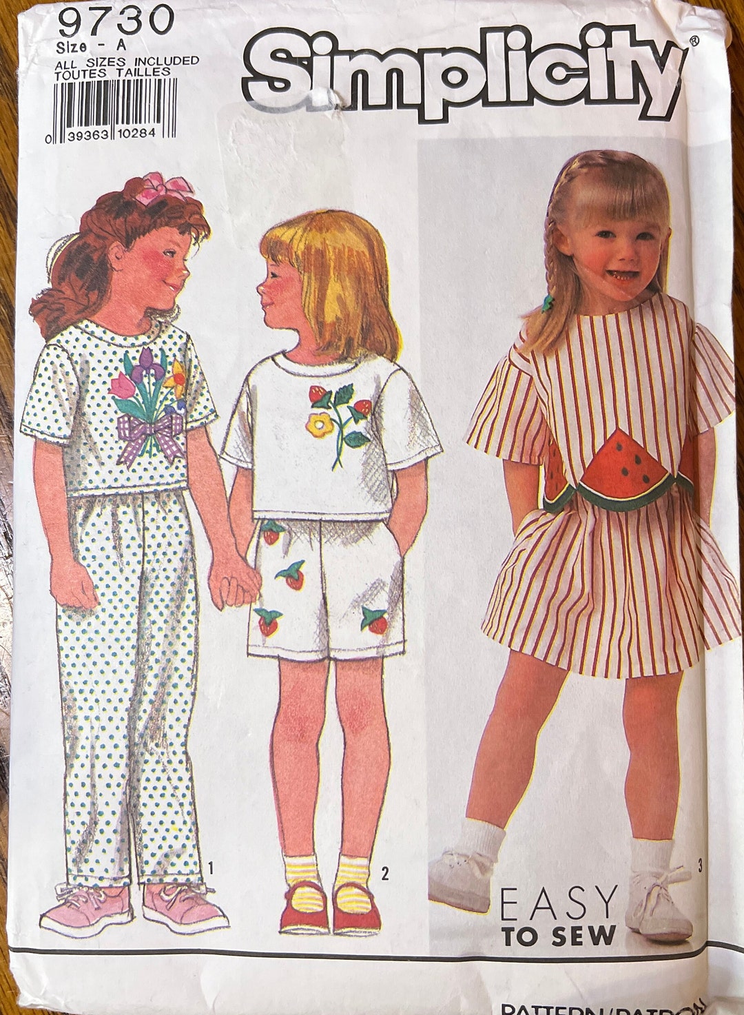 Simplicity 9730 Child's Skirt, Pants, Shorts, and Top Vintage Pattern ...
