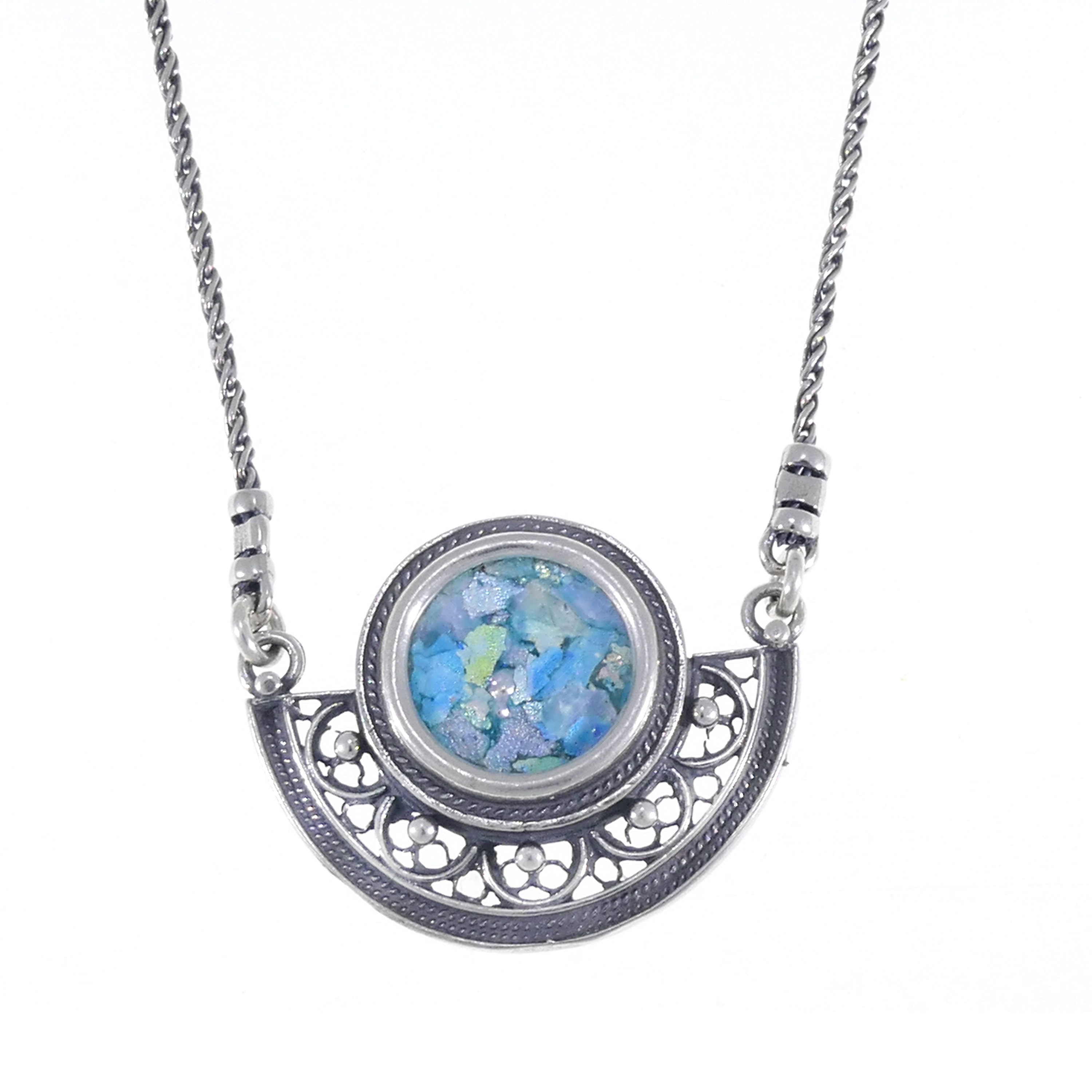 Filigree Choker, Half-moon 925 Sterling Silver Necklace, Ancient Roman ...