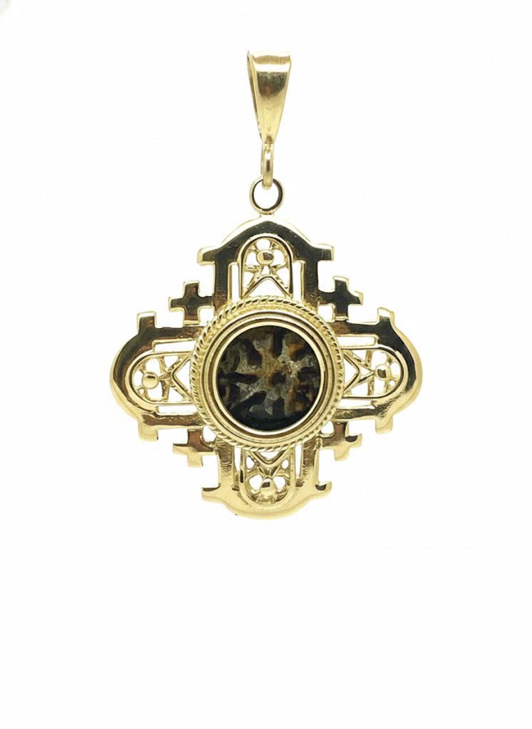 Coin Pendant,jerusalem Cross With Antique Authentic Bronze Widow's Mite ...