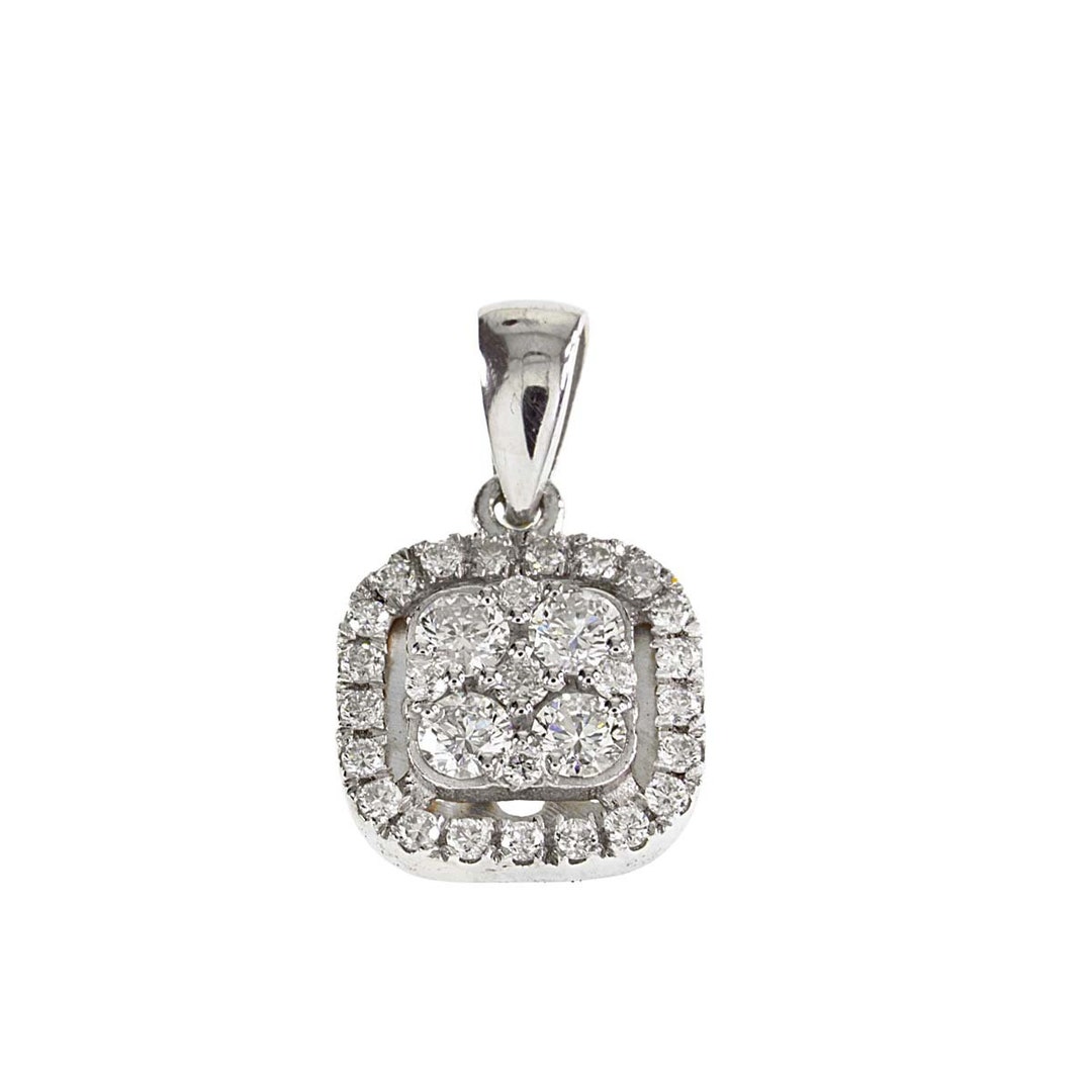 14k Solid White Gold Square Pendant Natural Diamond 0.50 Carat - Etsy