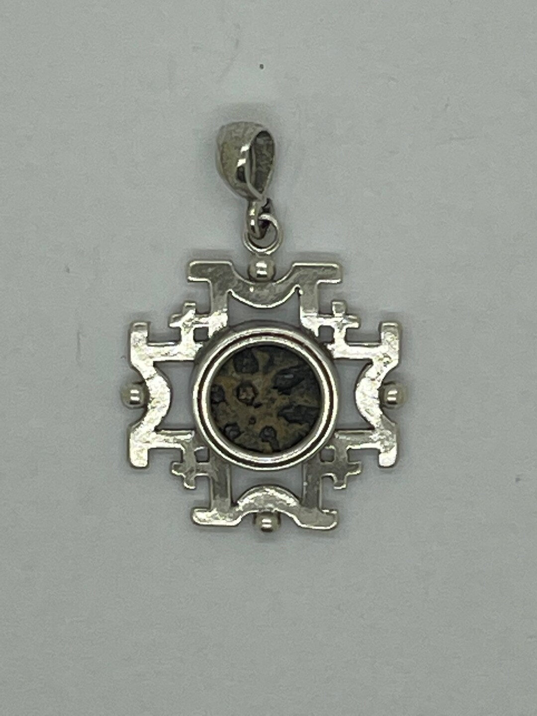 Coin Pendant,jerusalem Cross With Antique Authentic Bronze Widow’s Mite ...