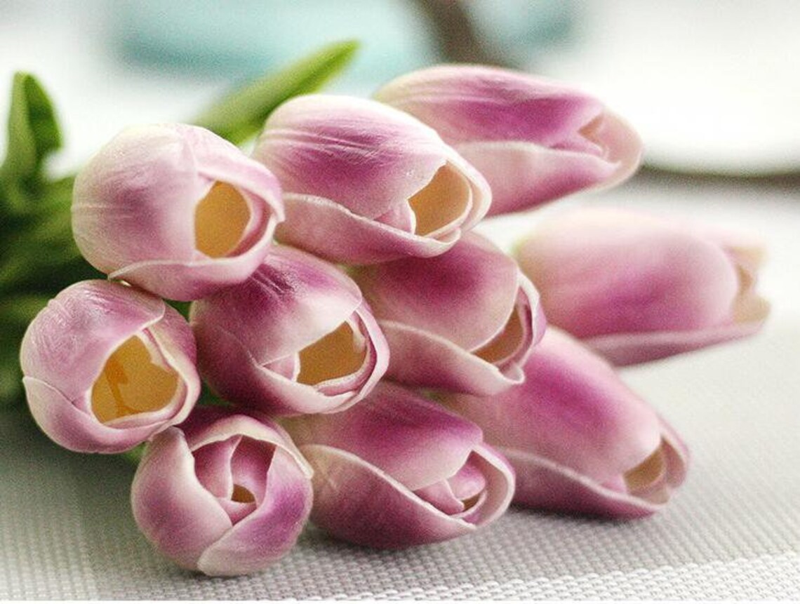 Light Plum Wedding Flowers Real Touch Tulips PU Flowers for | Etsy