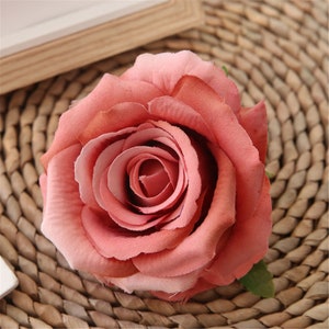 10 Big Flower Heads Large Velvet Roses for Crafting Quality Artificial ...