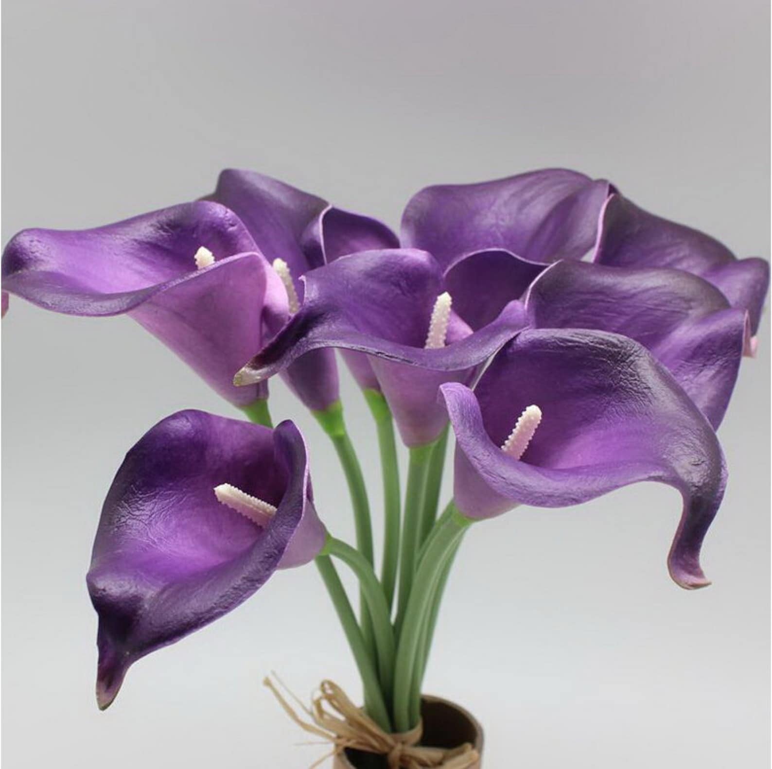 Wedding Flower Dark Purple Calla Lily Bouquet 10 Stems Real - Etsy