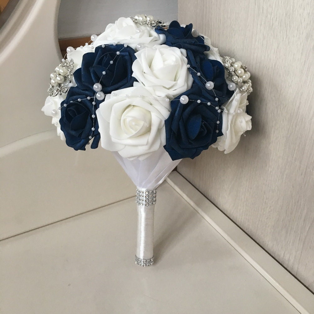 Navy Blue And Silver Wedding Flowers