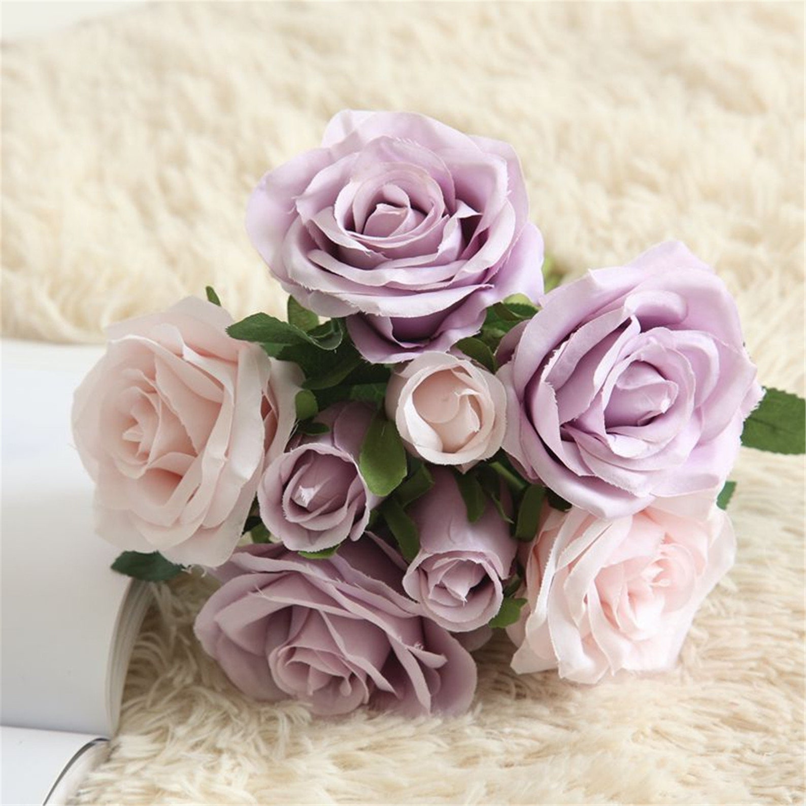 Small Flower Bouquet Silk Rose Bundles Peach Flower Bouquet | Etsy